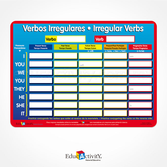 Manteleta Educativa Verbos Irregulares – Educactivity
